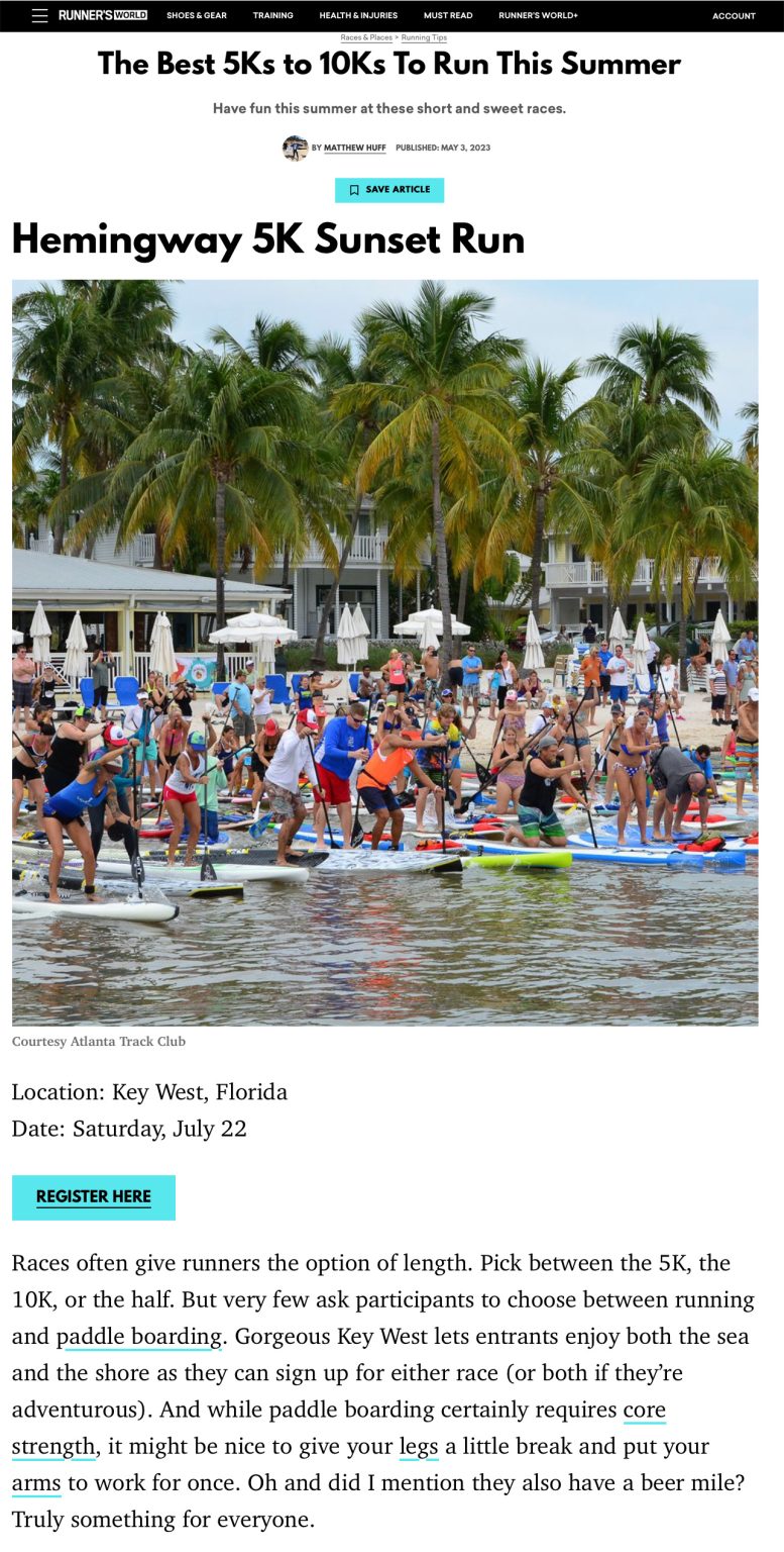 The Best 5Ks to 10Ks To Run This Summer - Key West Half Marathon